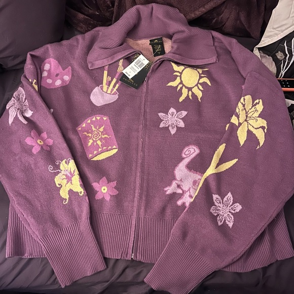 Disney | Sweaters | Disney Tangled Icons Zippered Womens Plus Size ...